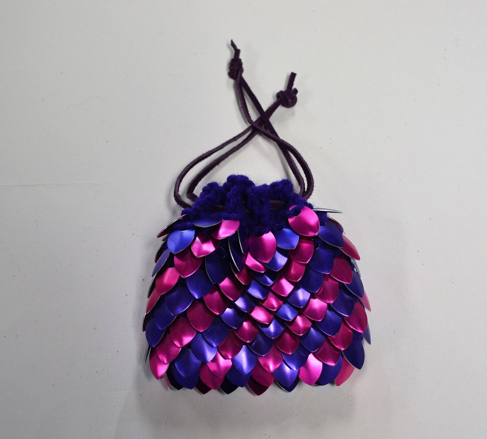 Dice Bag of Knitted Scale Mail in Purple and Pink Dragonhide Armor - Etsy
