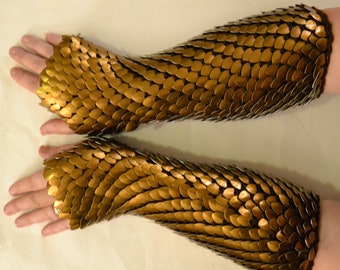Scale Maille Armor Dragonhide Knitted Gauntlets Ombre Custom | Etsy