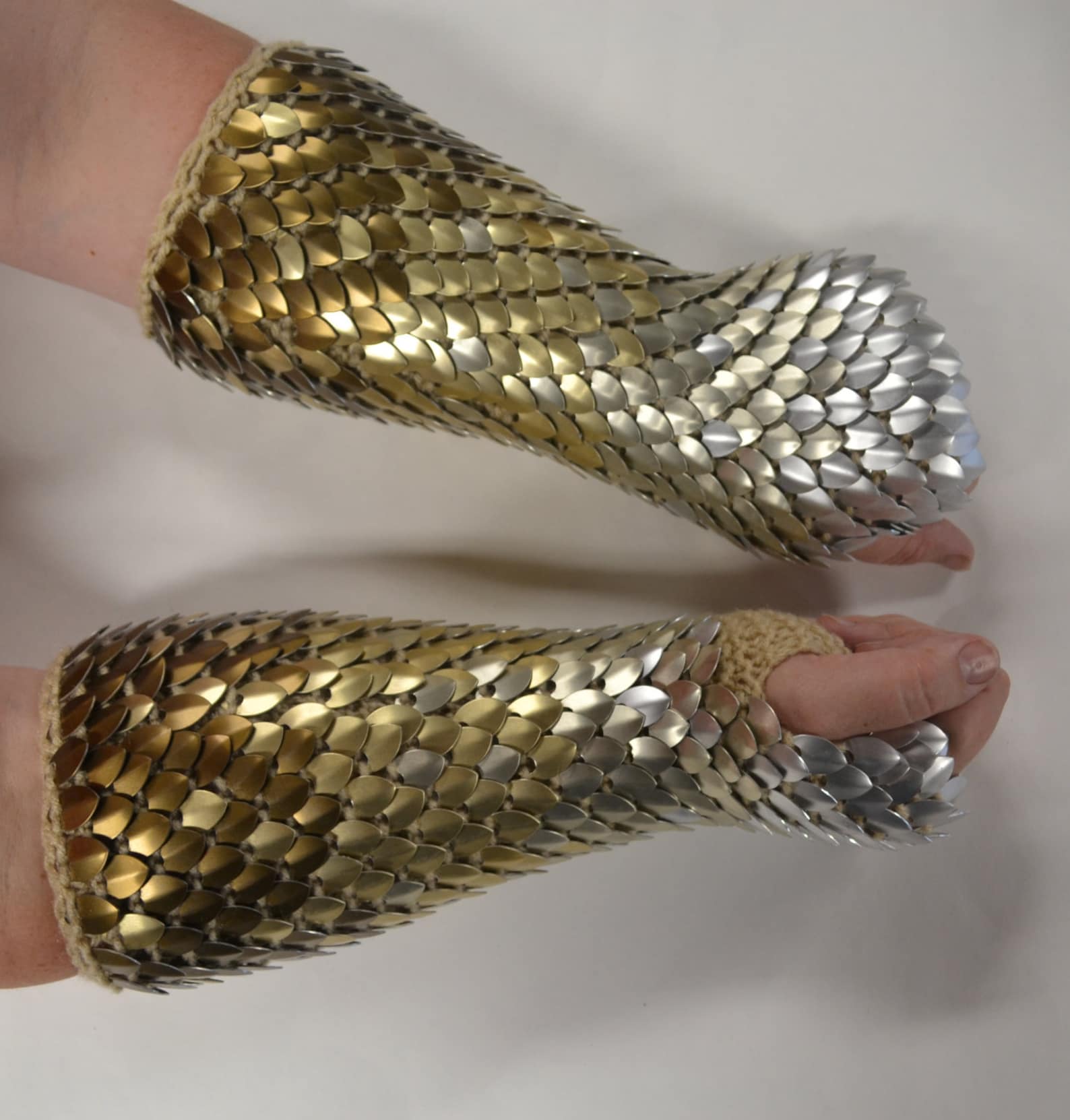 Scale Maille Armor Dragonhide Knitted Gauntlets Ombre Custom for You - Etsy