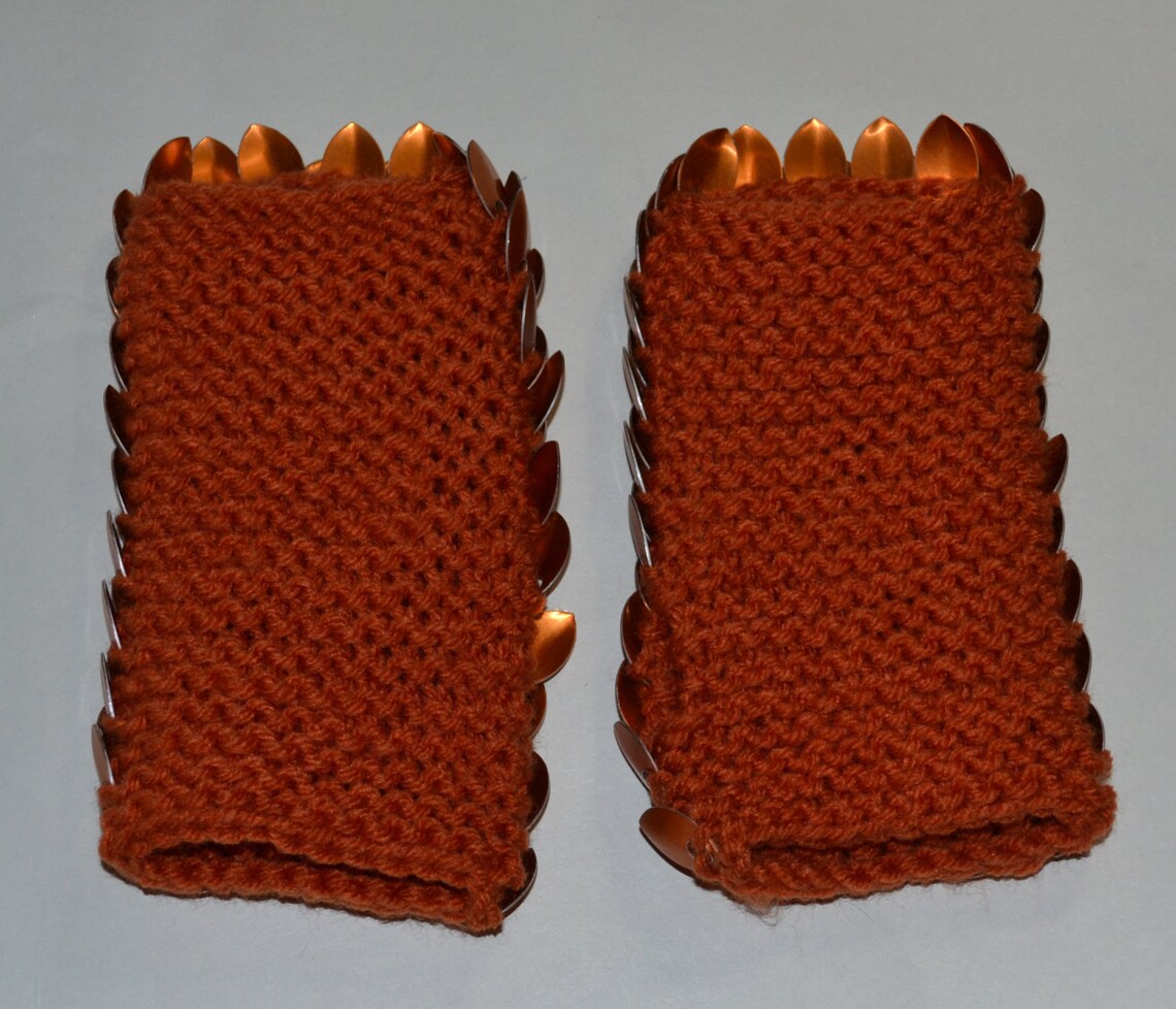 Scale Maille Armor Gauntlets in Knitted Dragonhide Orange - Etsy