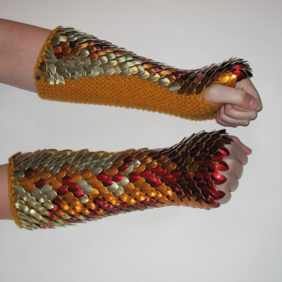 Armor Gauntlets in Knitted Scalemail Elbow Length Pheonix, Custom Made ...