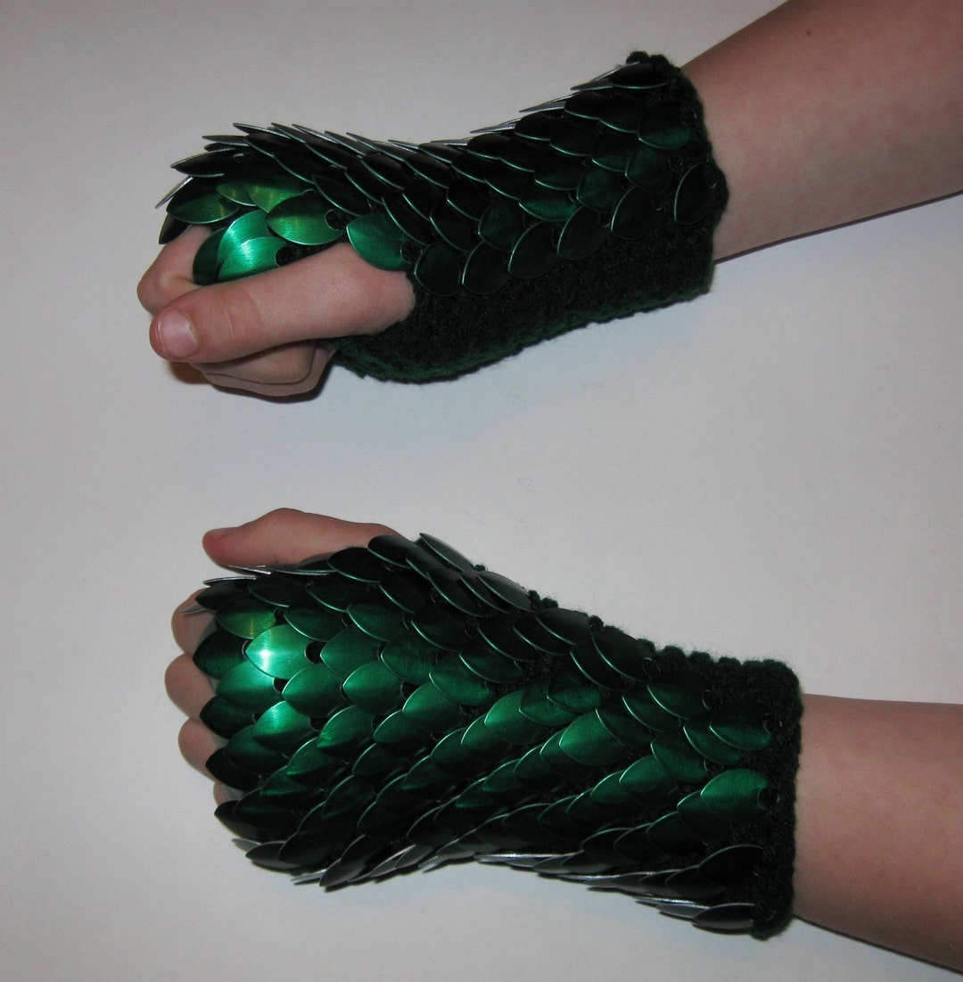 Scale Maille Armor Gauntlets Forest Green Knitted Dragonhide by Crystal ...