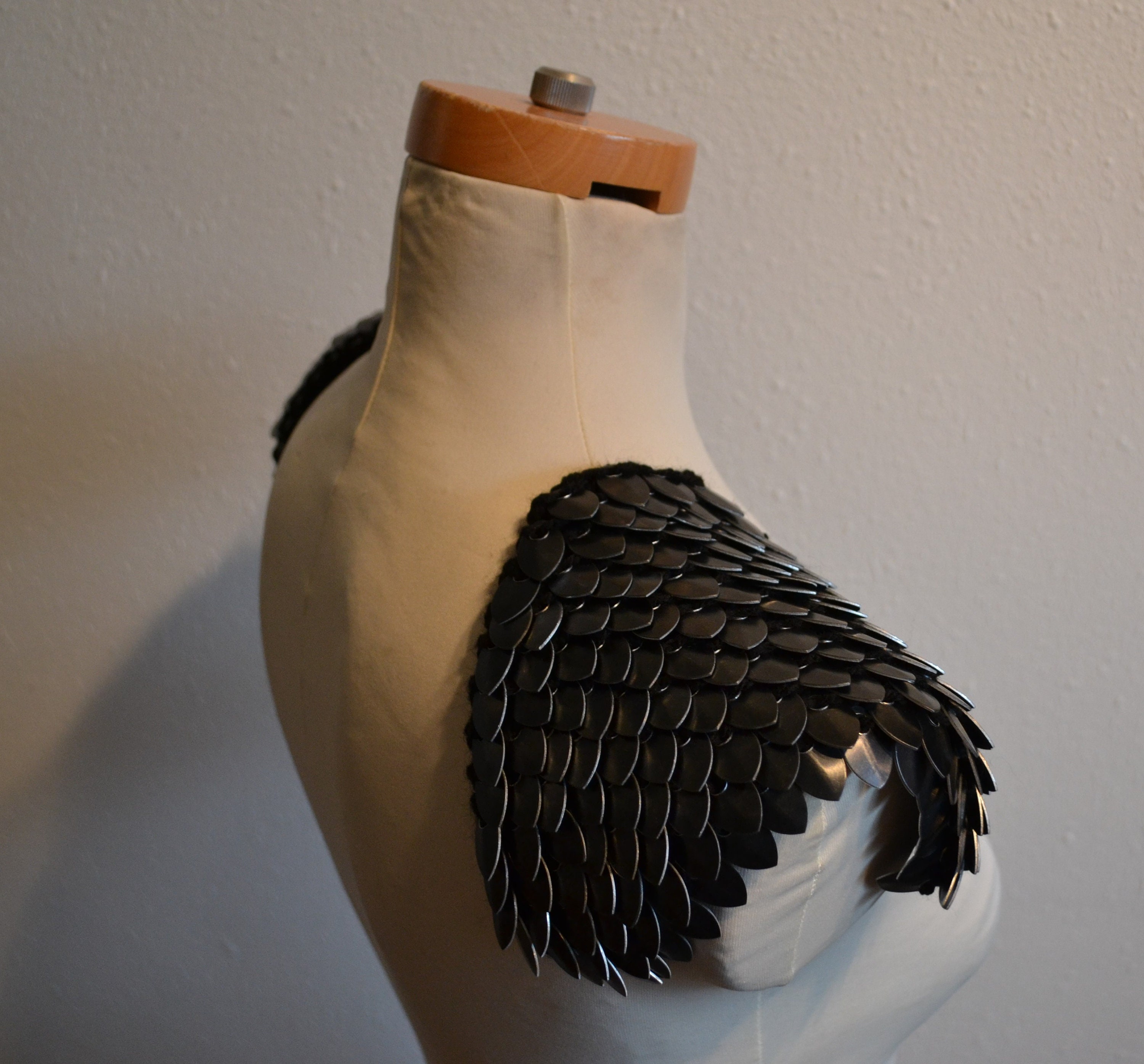 Black Epaulets for Cosplay Costume Pauldrons in Knitted Dragonhide - Etsy