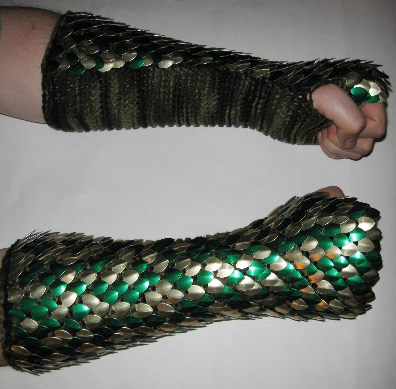 Scale Maille Armor Dragonhide Knitted Gauntlets Forest Elf - Etsy
