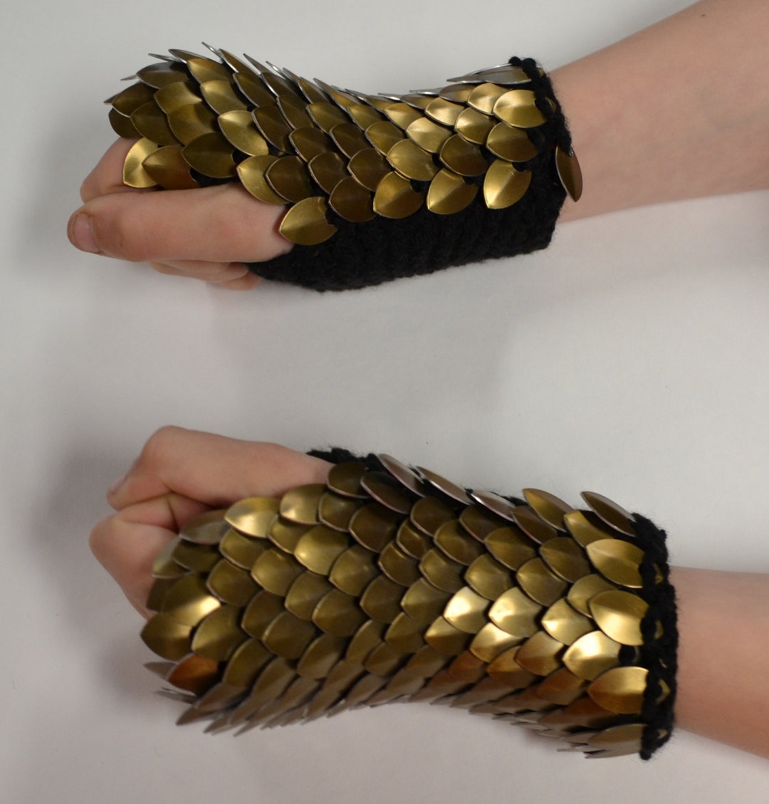 Scalemail Gauntlets Knitted Dragonhide Armor Bronze Warrior Choose Your ...