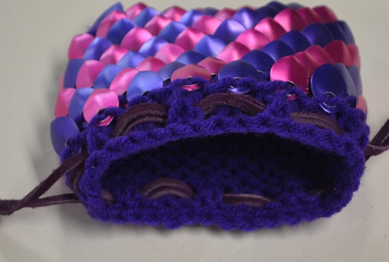 Dice Bag of Knitted Scale Mail in Purple and Pink Dragonhide Armor - Etsy
