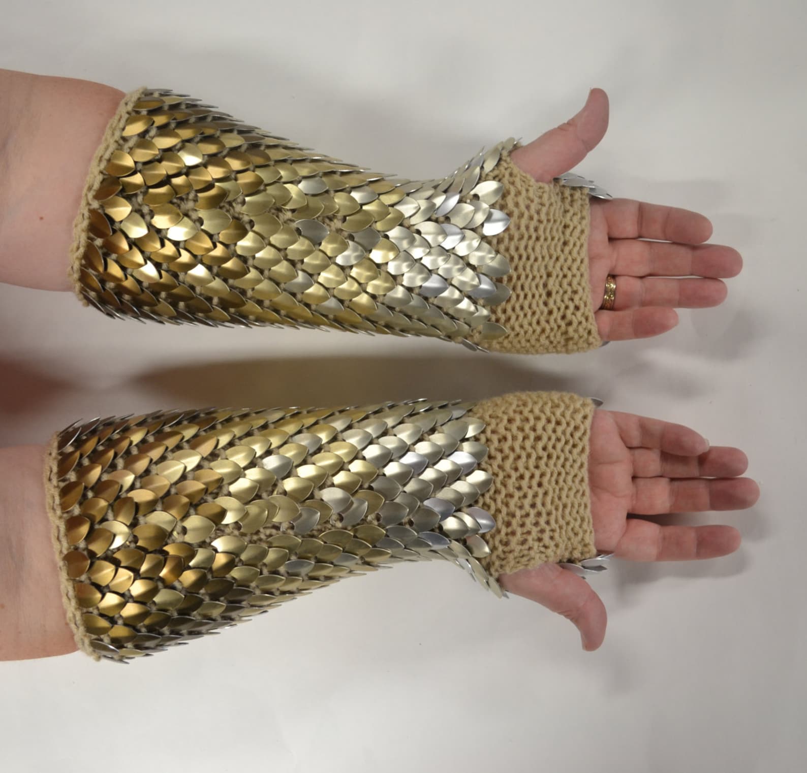 Scale Maille Armor Dragonhide Knitted Gauntlets Ombre Custom for You - Etsy