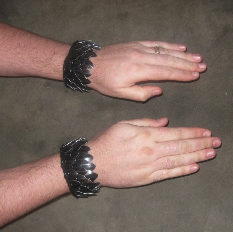 Goth Armor Cuffs in Knitted Dragonhide Scalemail Size Large - Etsy