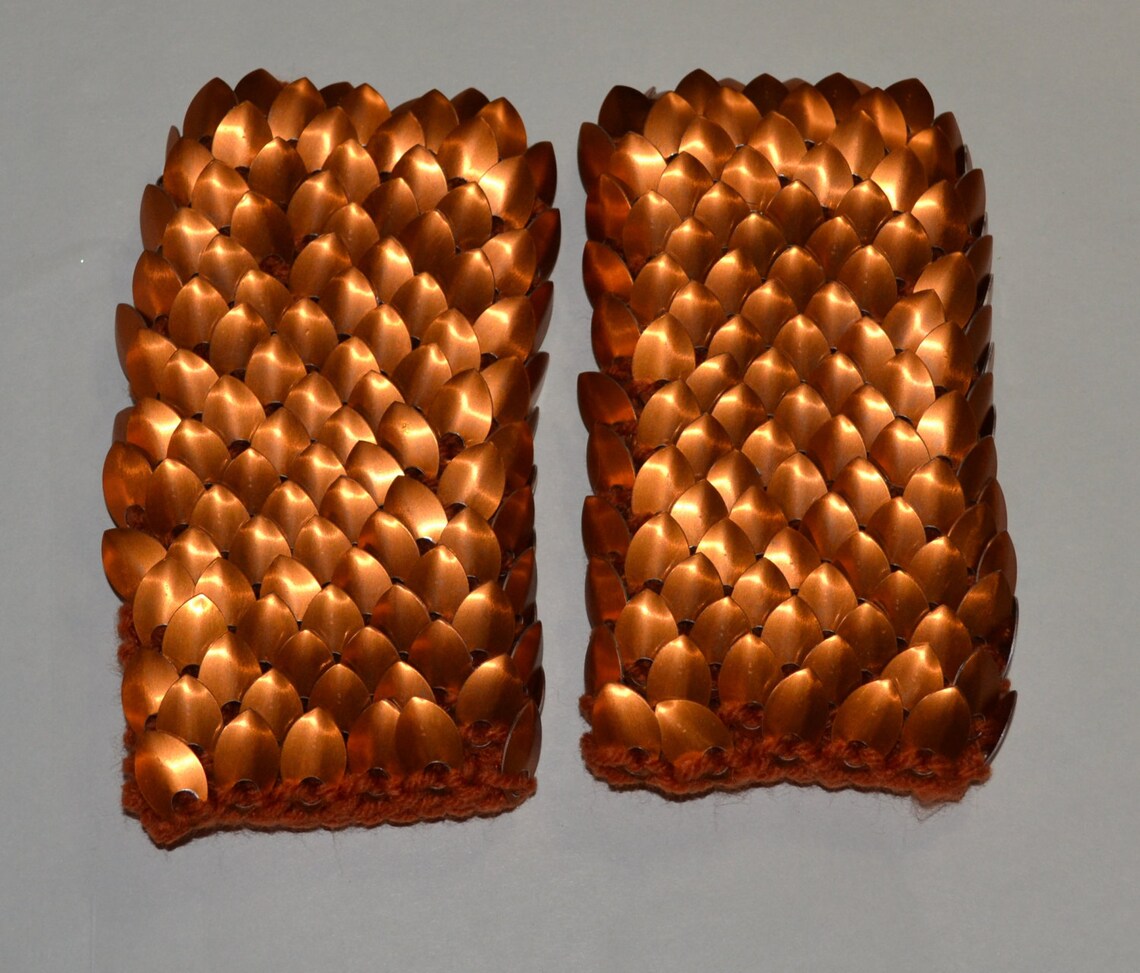 Scale Maille Armor Gauntlets in Knitted Dragonhide Orange - Etsy