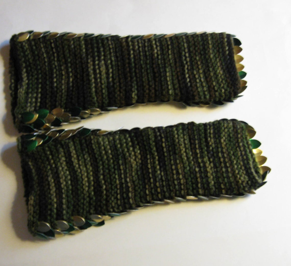 Scale Maille Armor Dragonhide Knitted Gauntlets Forest Elf - Etsy