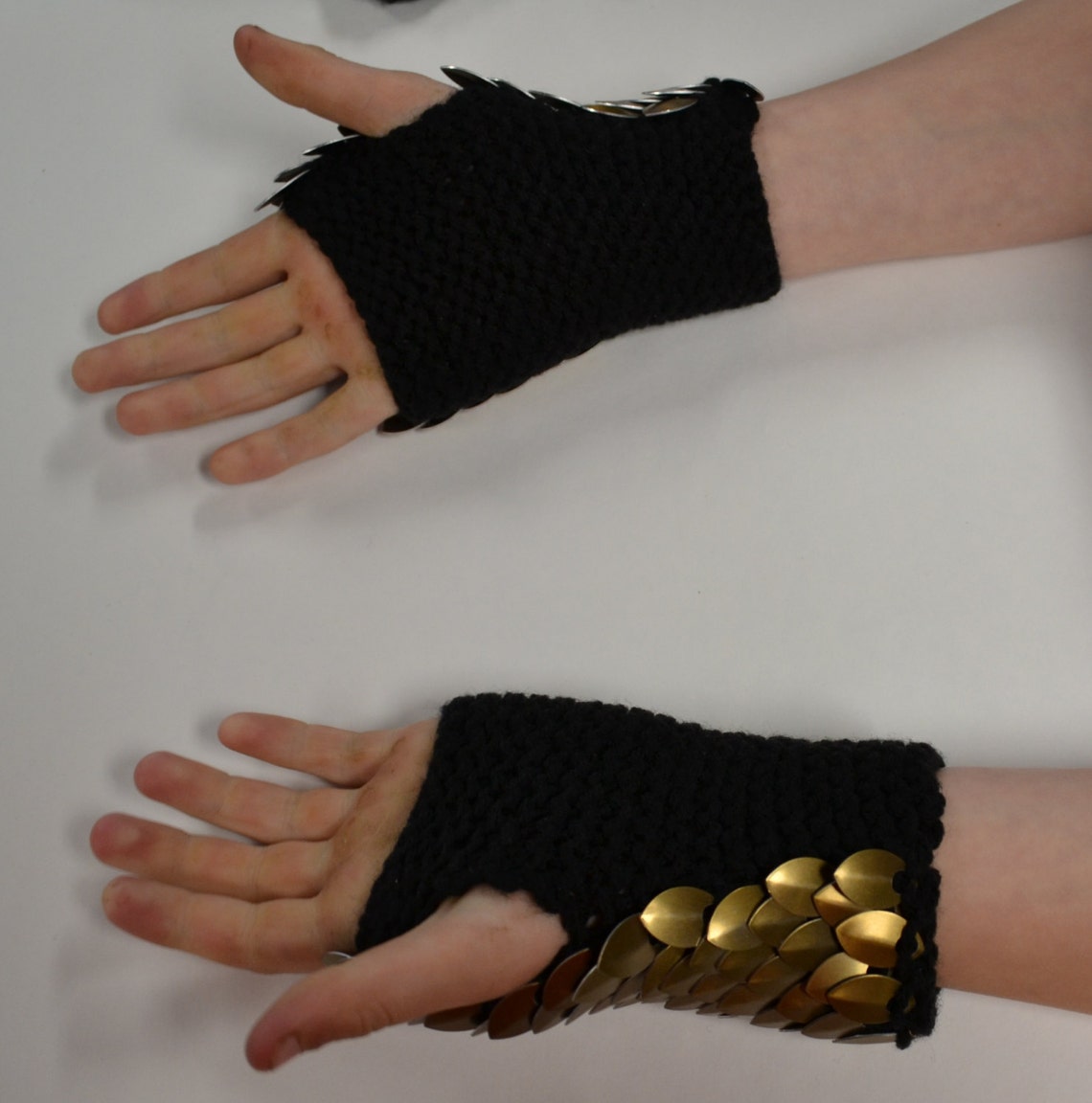 Scalemail Gauntlets Knitted Dragonhide Armor Bronze Warrior - Etsy