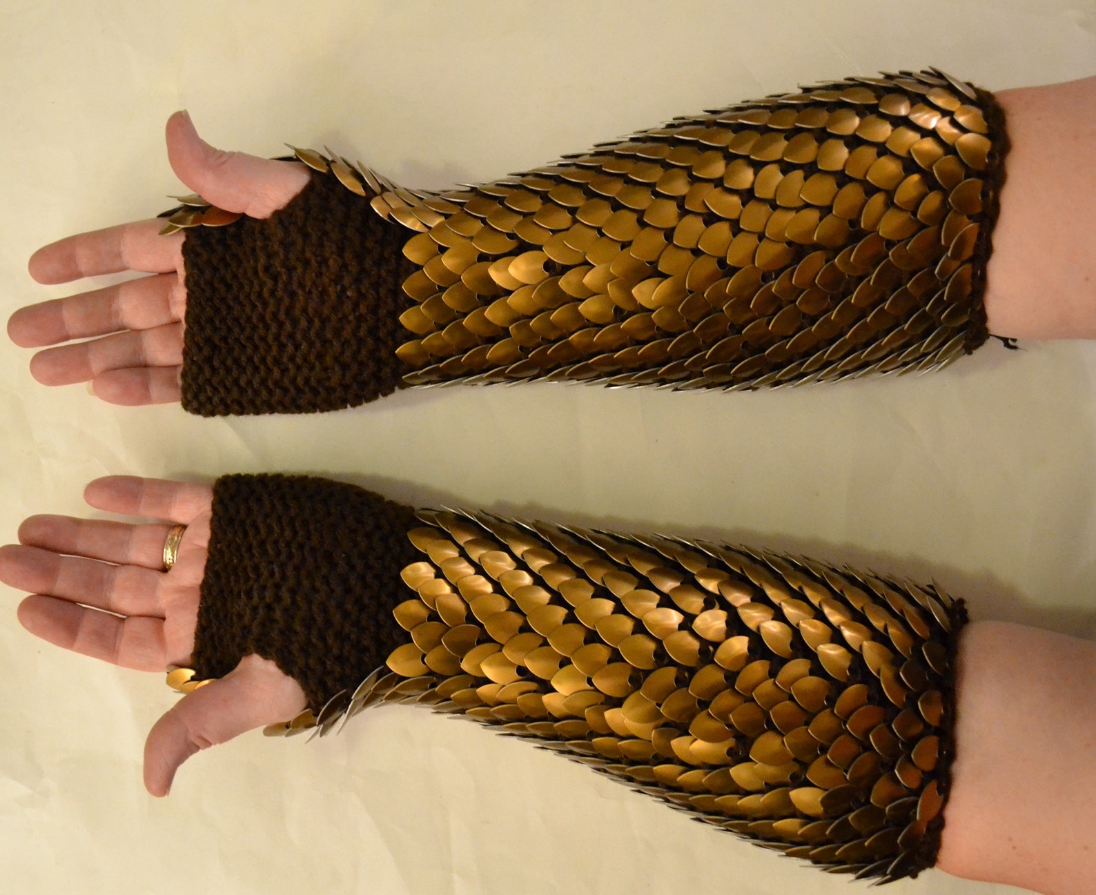 Scale Maille Armor Dragonhide Knitted Gauntlets Bronze - Etsy