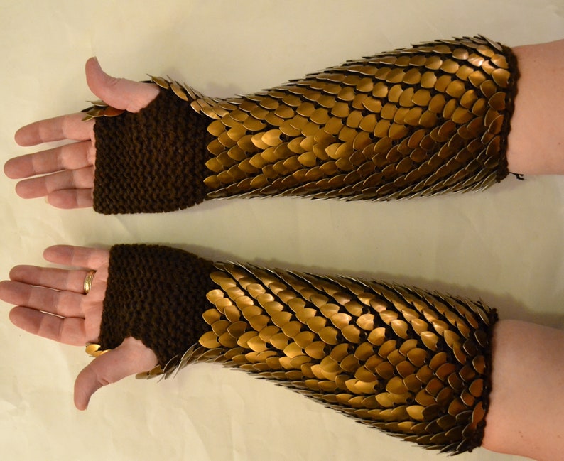 Scale Maille Armor Dragonhide Knitted Gauntlets Bronze - Etsy