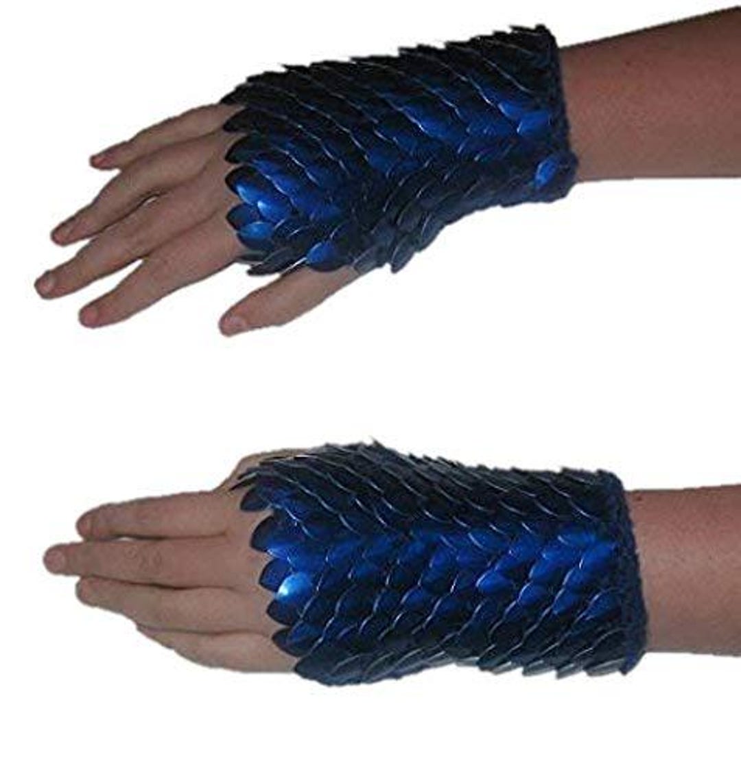 Scalemail Gauntlets Deep Blue Knitted Dragonhide Armor Choose Your Size ...