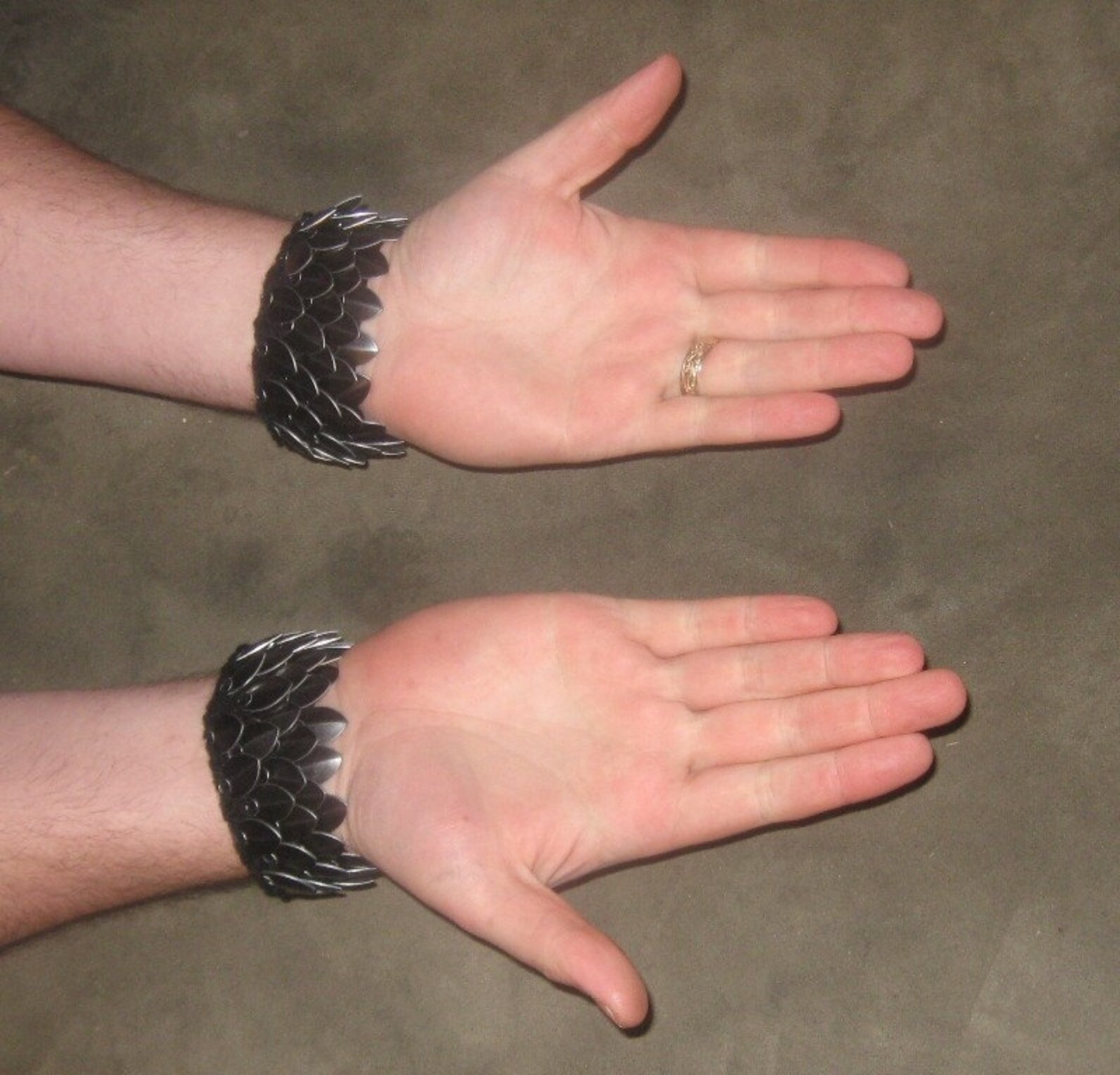 Goth Armor Cuffs in Knitted Dragonhide Scalemail Size Large - Etsy