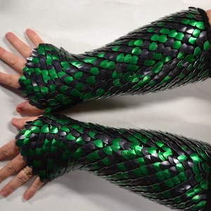 Scalemail Gauntlets in Knitted Dragonhide Armor, Elbow Length Custom ...