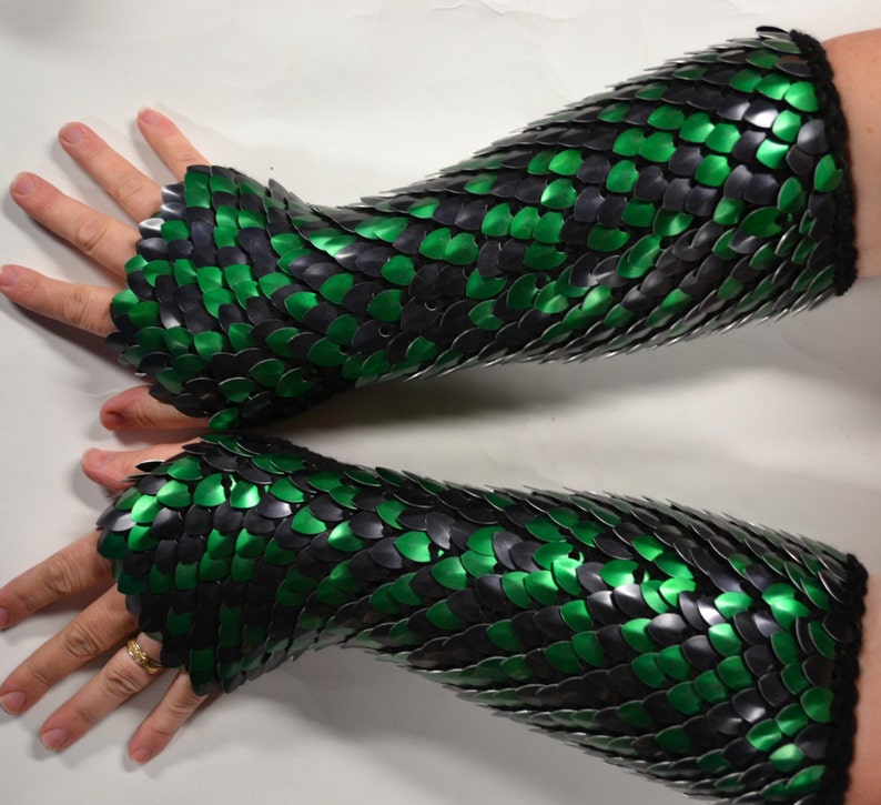 Scalemail Gauntlets in Knitted Dragonhide Armor Elbow Length - Etsy