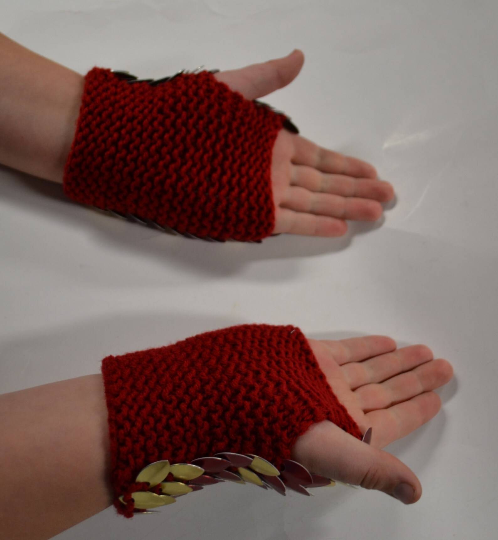 Scale Mail Gauntlets in Red and Gold Size Medium | Etsy