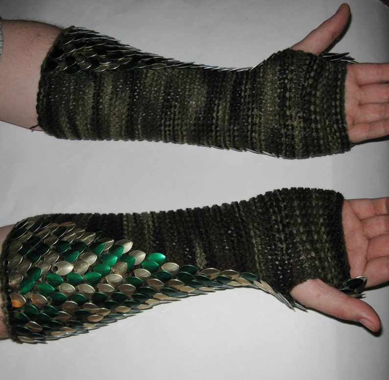 Scale Maille Armor Dragonhide Knitted Gauntlets Forest Elf - Etsy