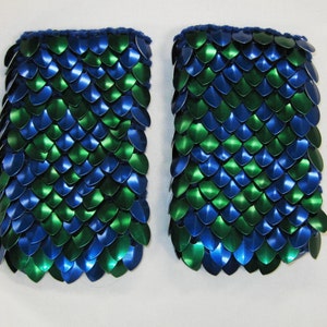 Scale Maille Gauntlets Knitted Dragonhide Armor Mottled Blue and Green ...
