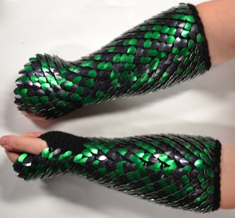 Scalemail Gauntlets in Knitted Dragonhide Armor Elbow Length - Etsy