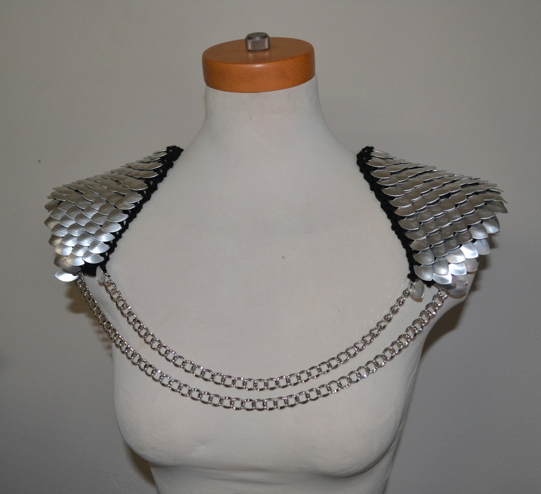 Armor Epaulets With Chains Silver Fantasy Costume - Etsy