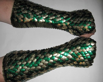 Scalemail Armor Dragonhide Knitted Gauntlets Made to Order - Etsy