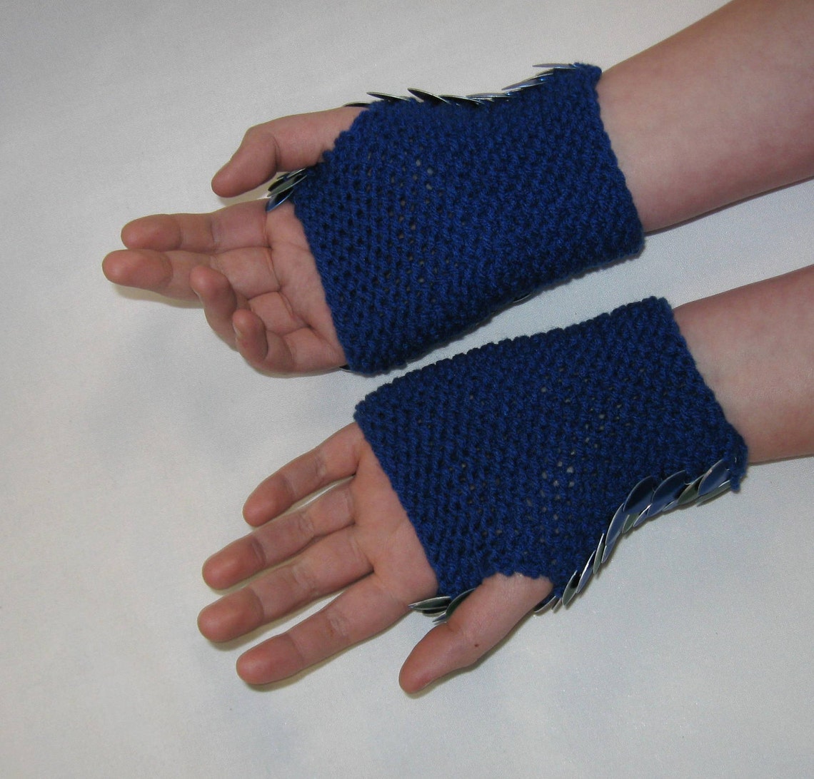 Scale Maille Gauntlets Knitted Dragonhide Armor Mottled Blue and Green ...