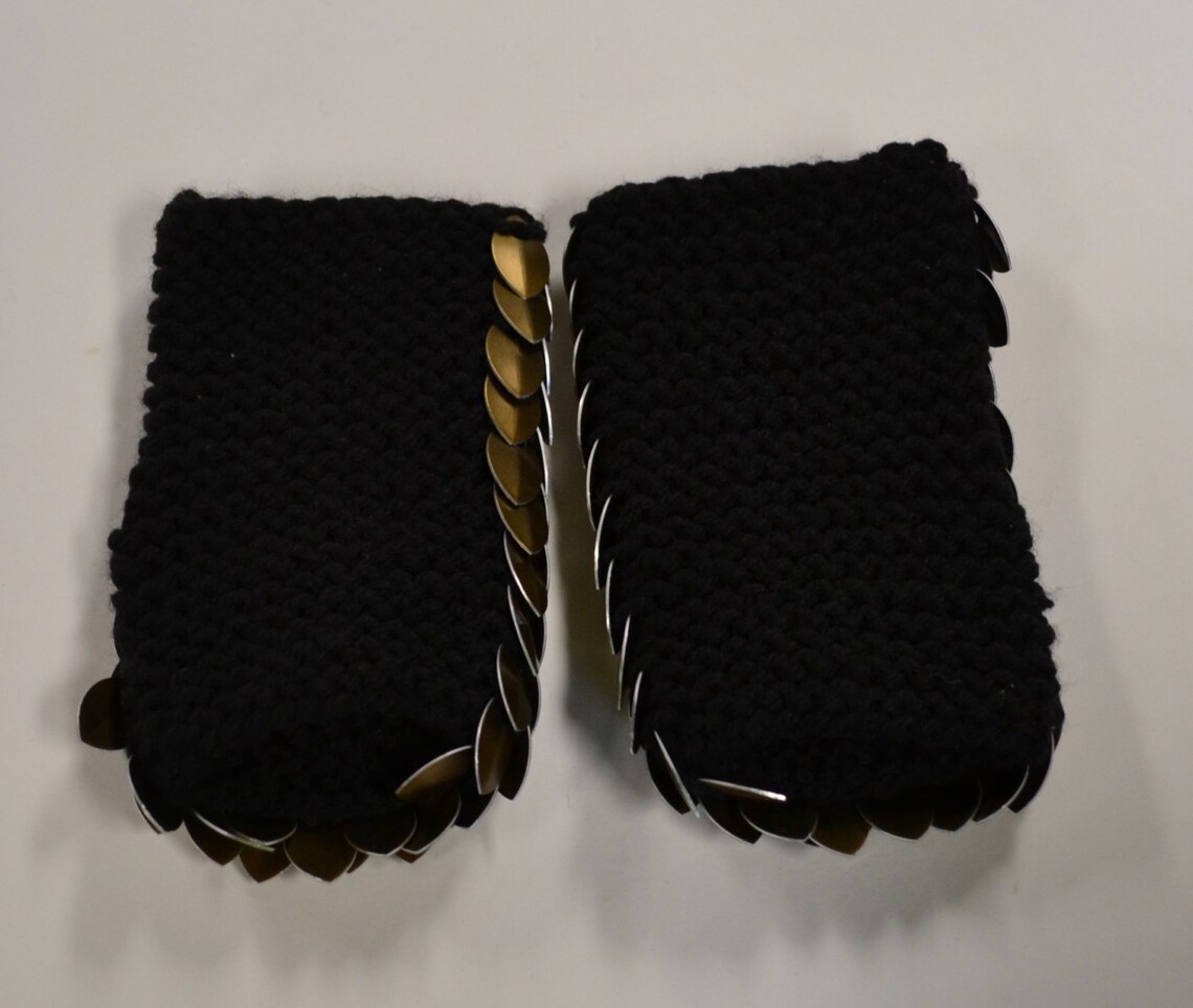 Scalemail Gauntlets Knitted Dragonhide Armor Bronze Warrior - Etsy