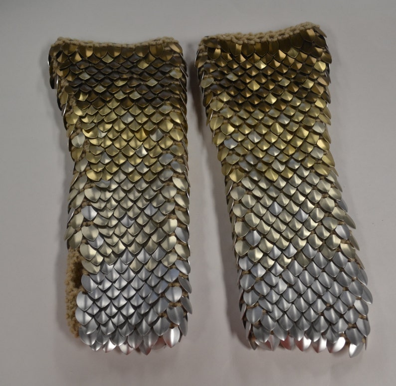 Scale Maille Armor Dragonhide Knitted Gauntlets Ombre Custom - Etsy