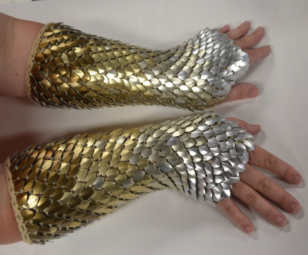 Scale Maille Armor Dragonhide Knitted Gauntlets Ombre Custom for You - Etsy