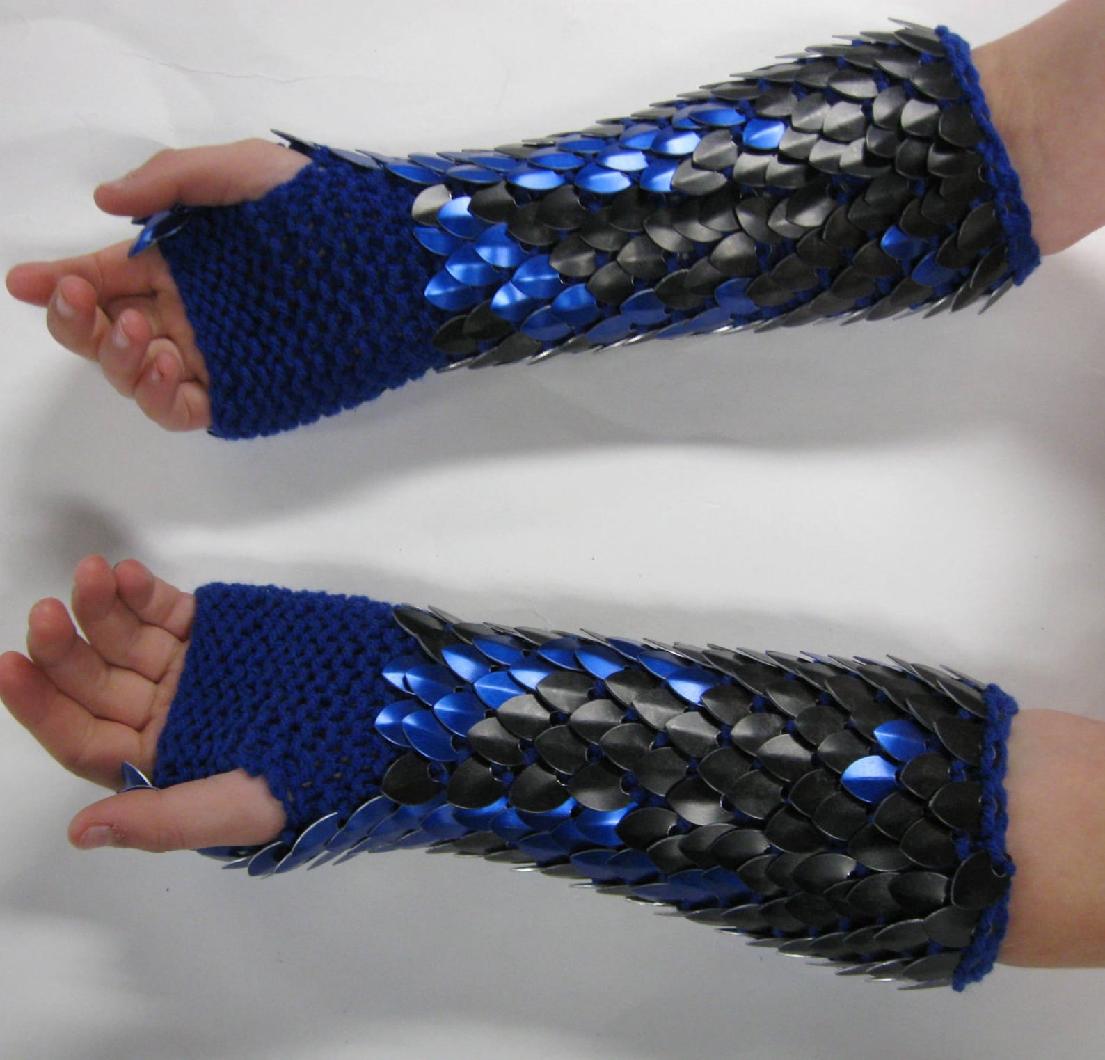 Scale Maille Knitted Dragonhide Armor Gauntlets Elbow Length Fully ...