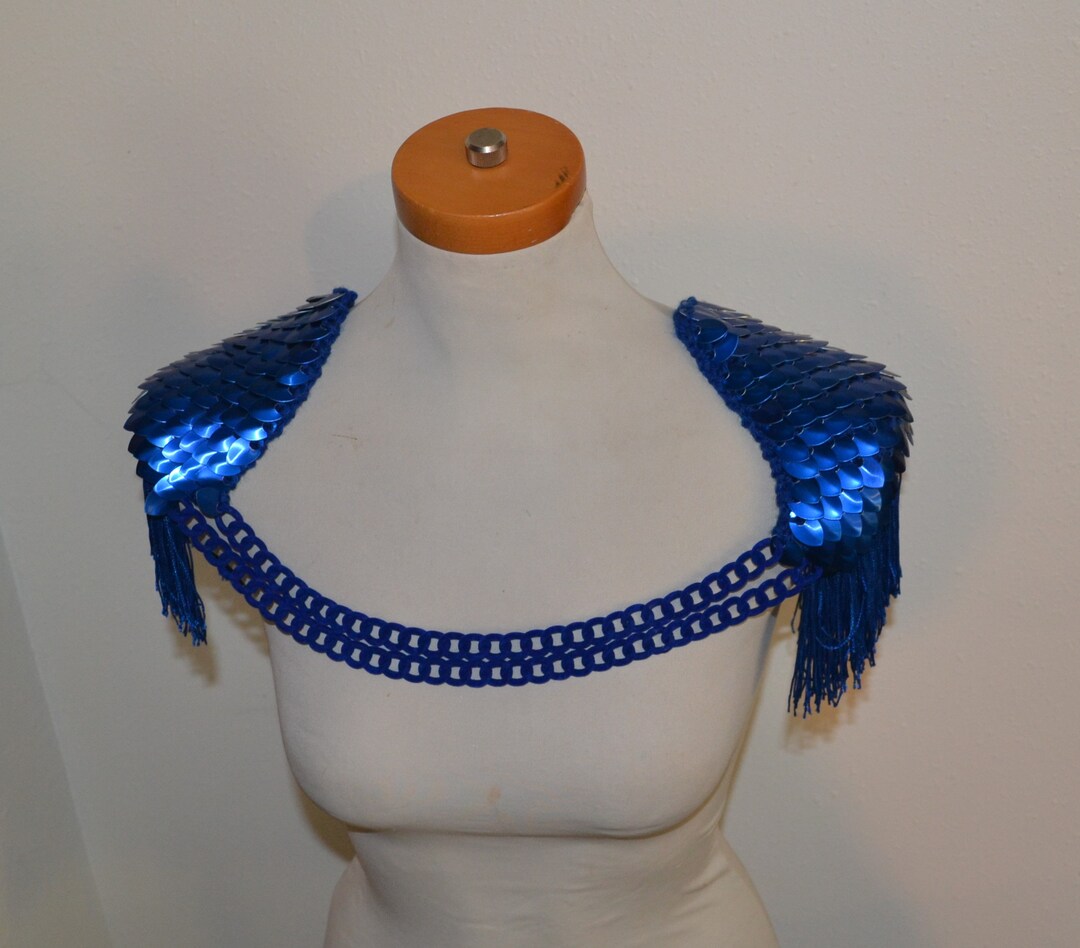 Blue Major General Epaulets in Dragonhide Knitted Armor With Chains and ...
