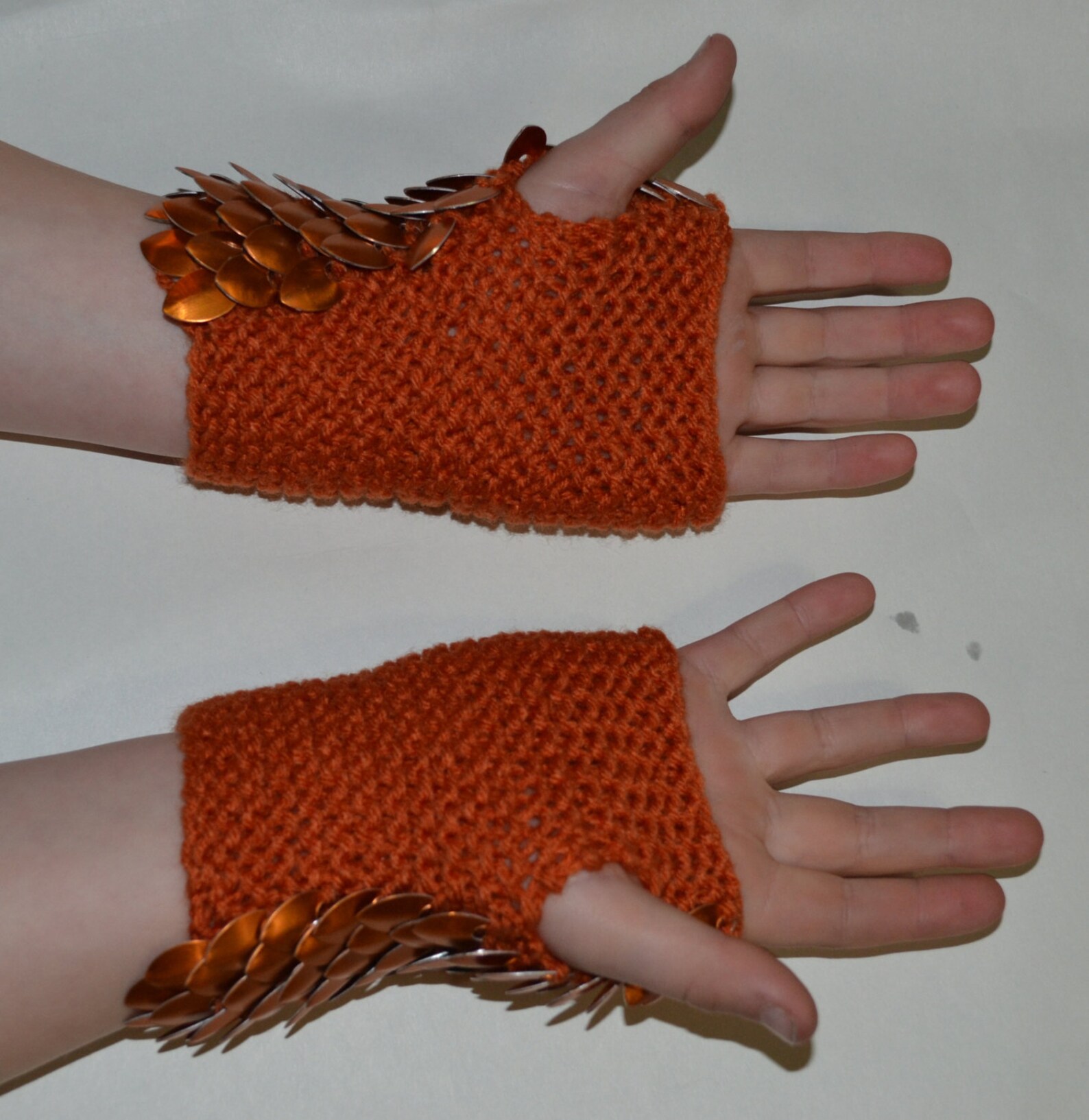 Scale Maille Armor Gauntlets in Knitted Dragonhide Orange - Etsy