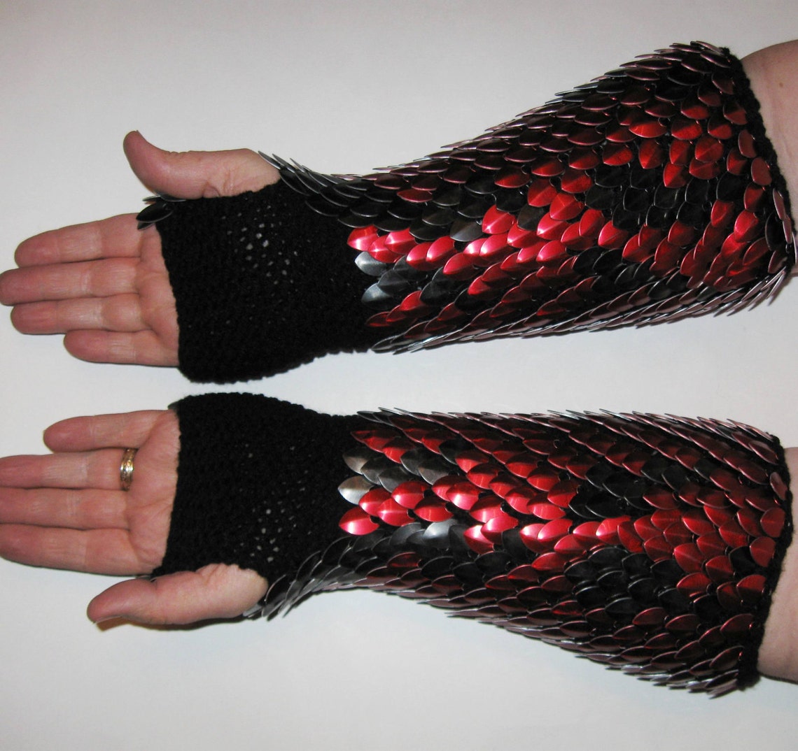 Scale Maille Knitted Dragonhide Armor Gauntlets Elbow Length - Etsy