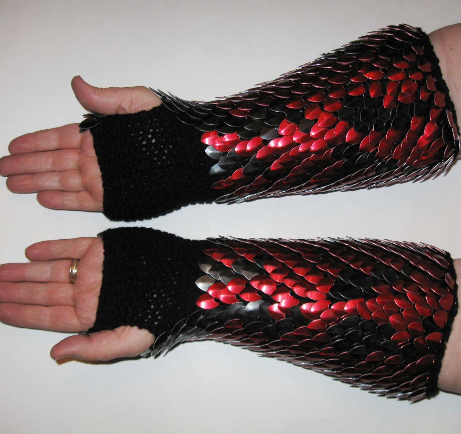 Scale Maille Knitted Dragonhide Armor Gauntlets Elbow Length Fully ...