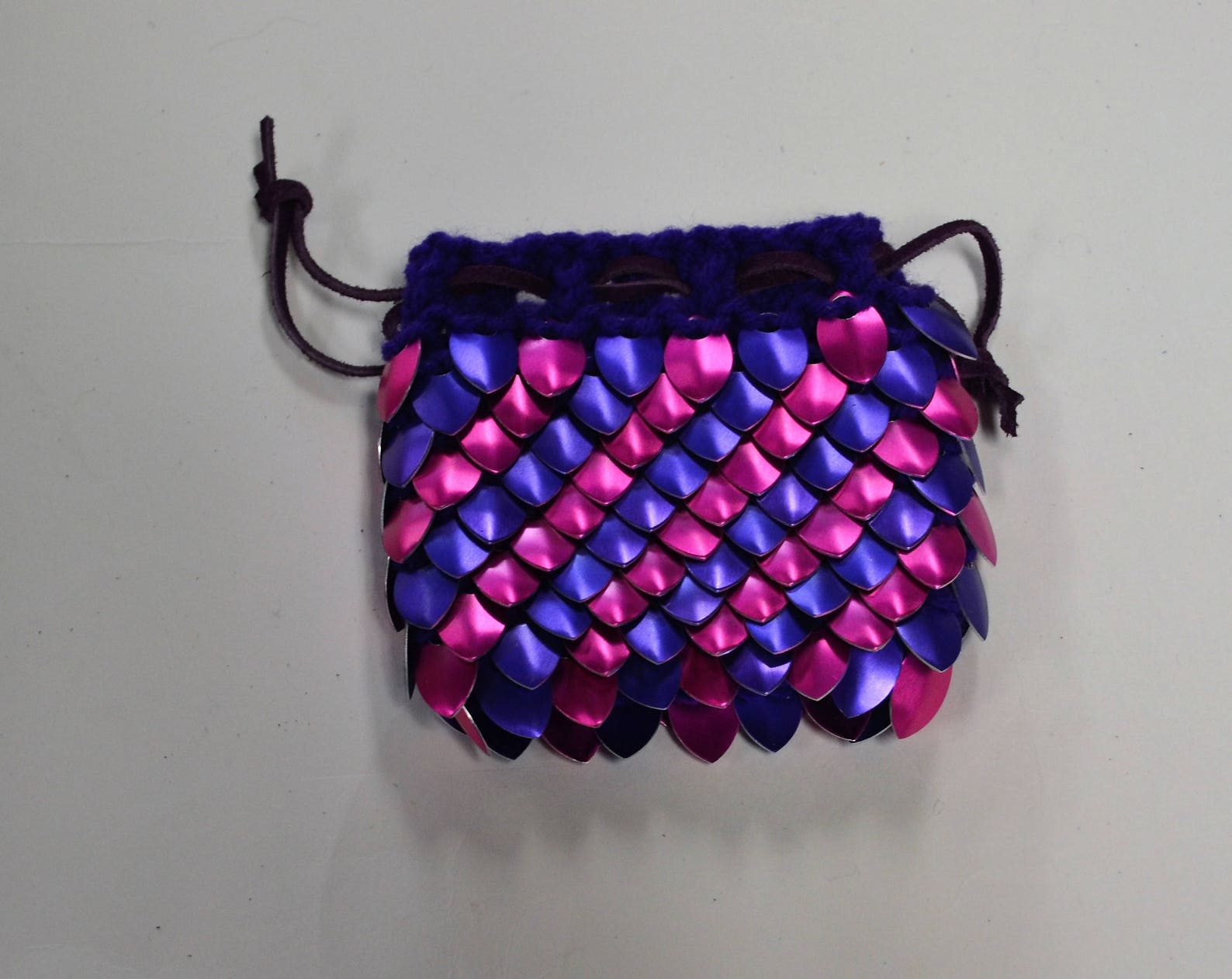 Dice Bag of Knitted Scale Mail in Purple and Pink Dragonhide Armor - Etsy