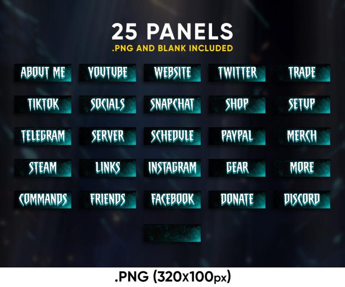 Horror Stream Panels 25 PNG Files for Twitch & Kick 320x100px 5 Color ...