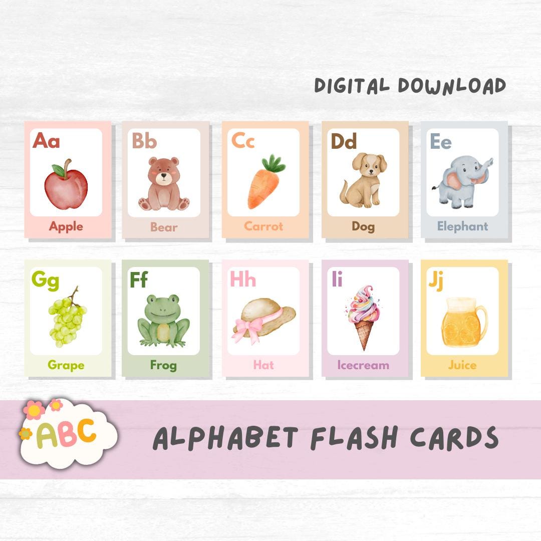 Alphabet Flash Cards - Toddler Activity, Homeschool, Preschool ...