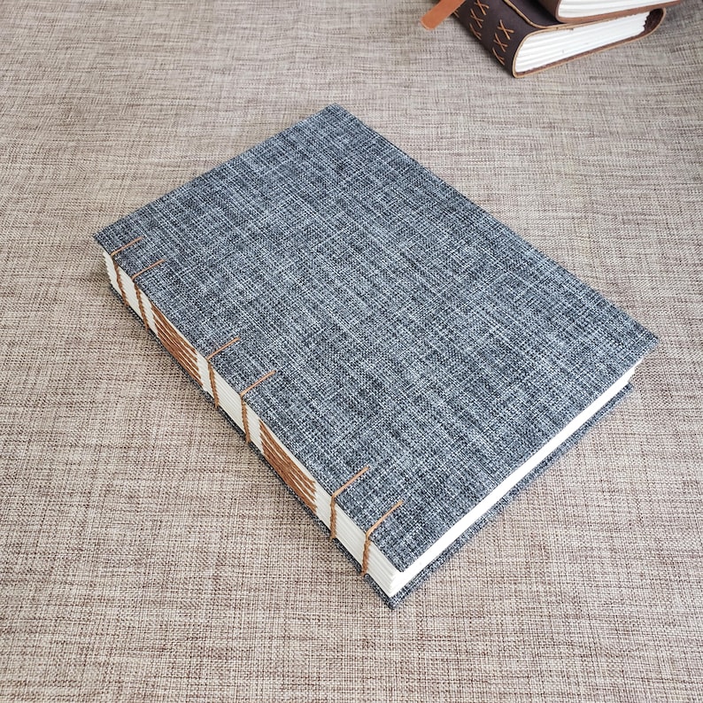 Handmade A5 Coptic Binding Notebook – Japanese Canvas Cover, 200 Pages ...
