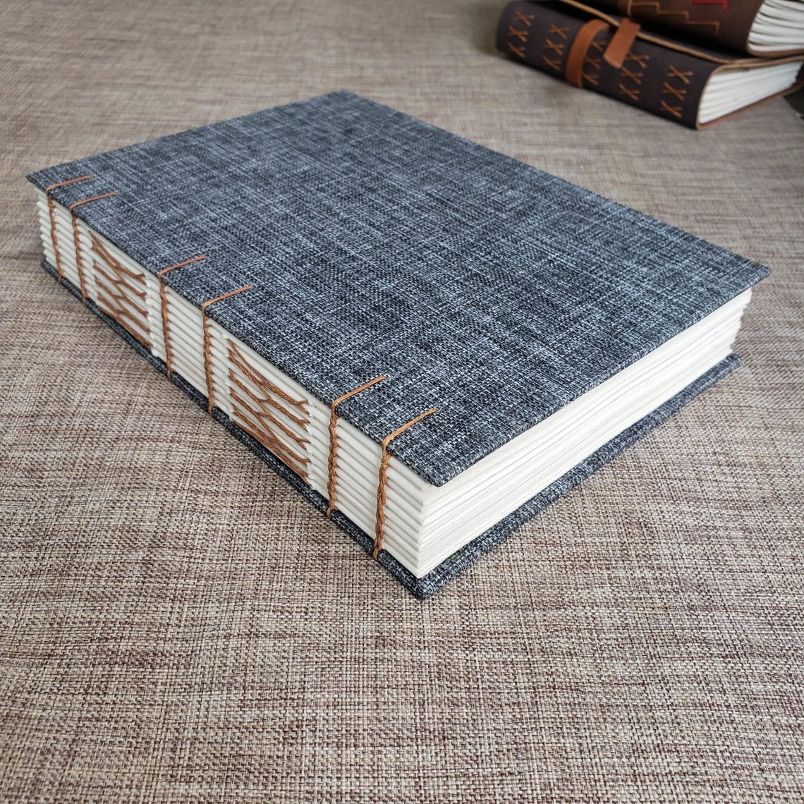 Handmade A5 Coptic Binding Notebook – Japanese Canvas Cover, 200 Pages ...