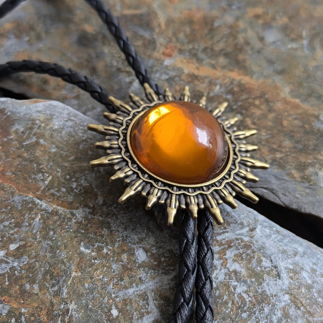 Bolo Tie With Ruby Tip, Cowboy's Wedding Tie, Bronze Western Necktie ...