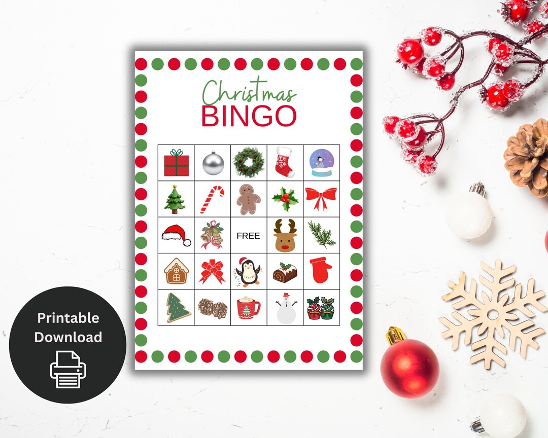 Digital Download Printable Christmas Bingo Cards for Christmas Party ...