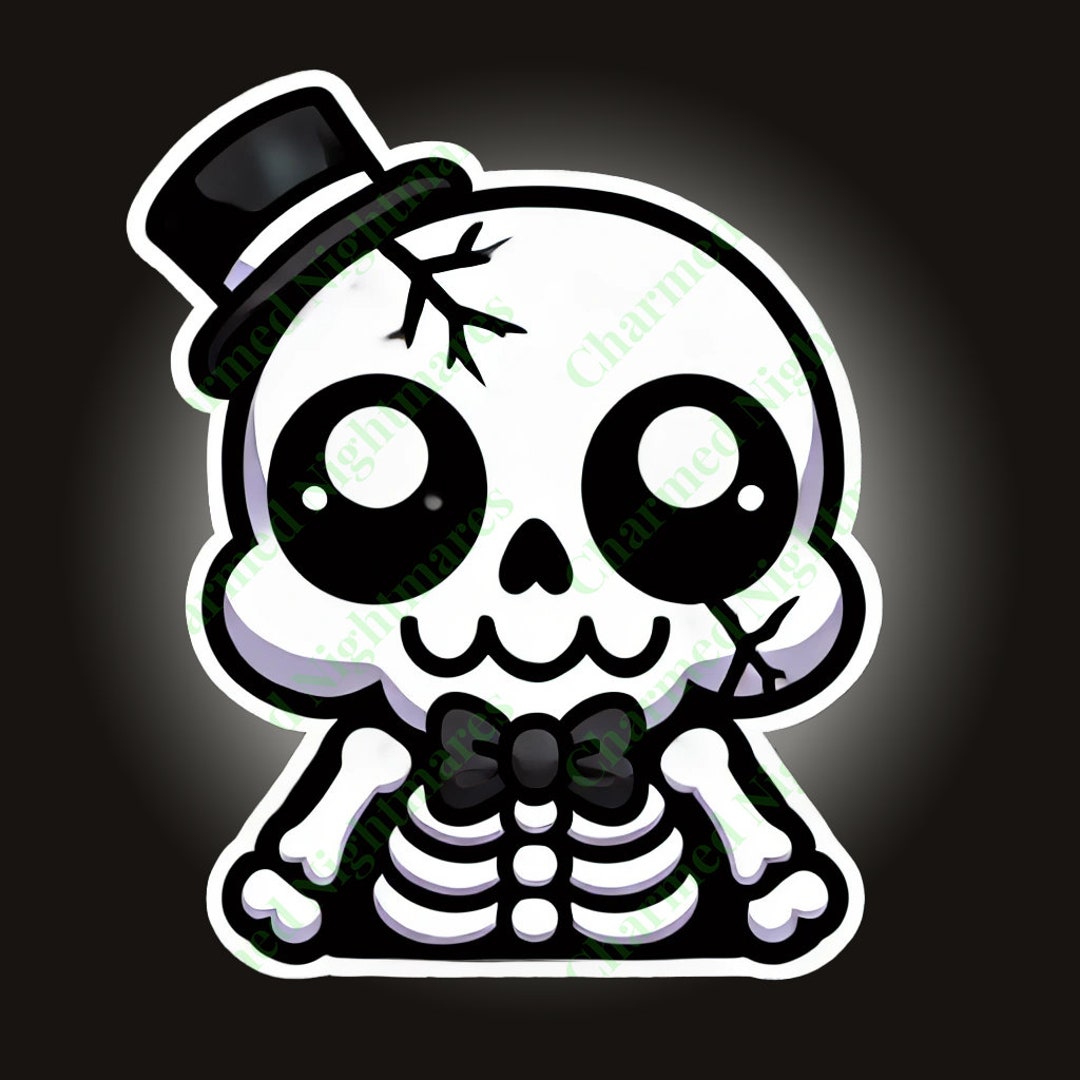 Cute Charming Gentleman Skeleton Halloween Sticker Emote for Twitch ...