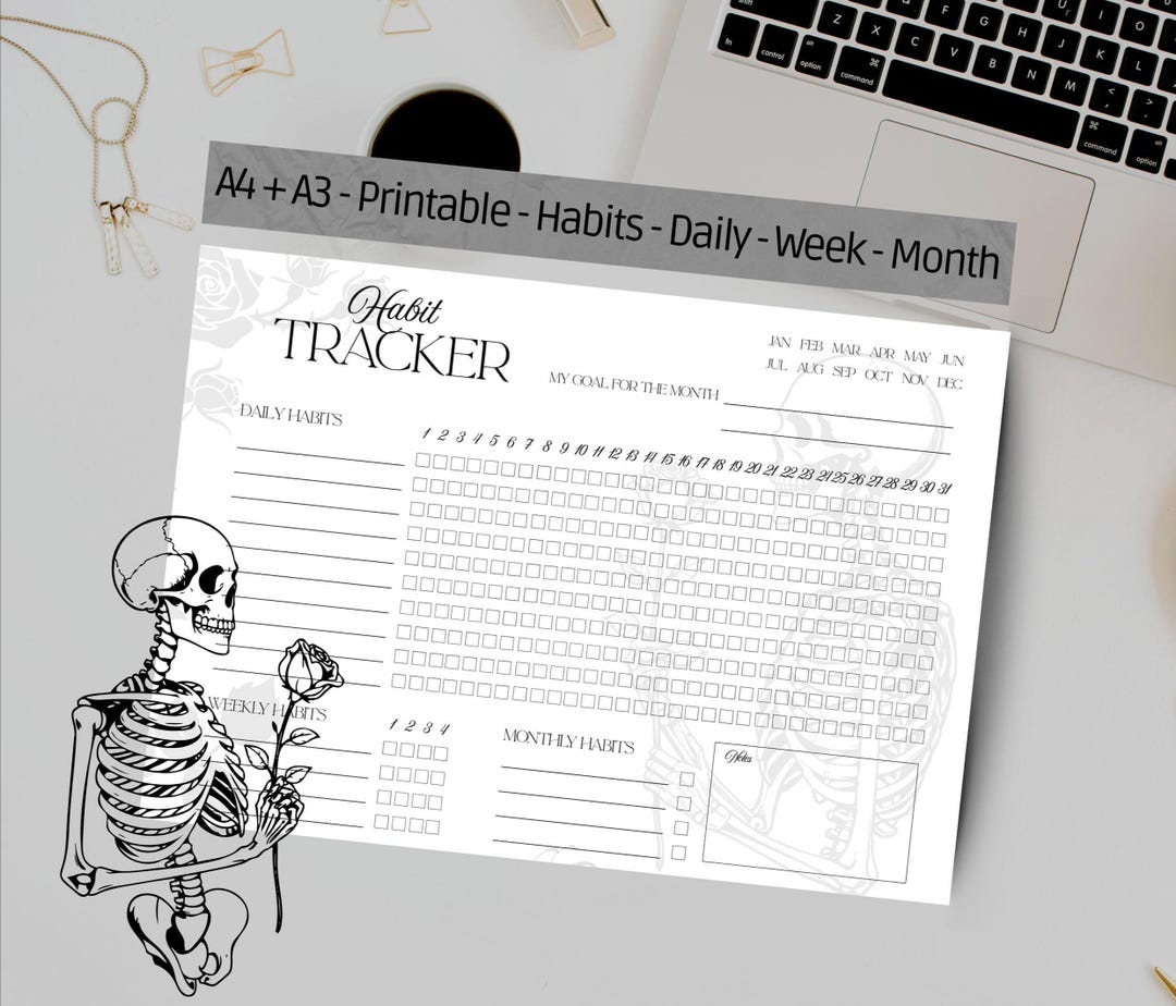 A3 A4 Habit Tracker Printable • Daily + Weekly + Monthly Tracker PDF ...
