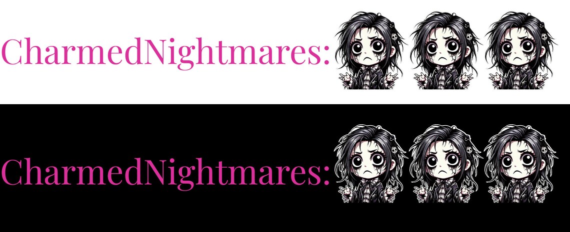 Cute Gothic Chibi Girl Halloween Emote Sticker for Twitch Discord Kik ...