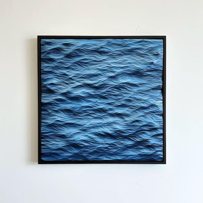 Eternal Tides: Hand-carved Ocean Wave in Wood | Textured Wooden ...