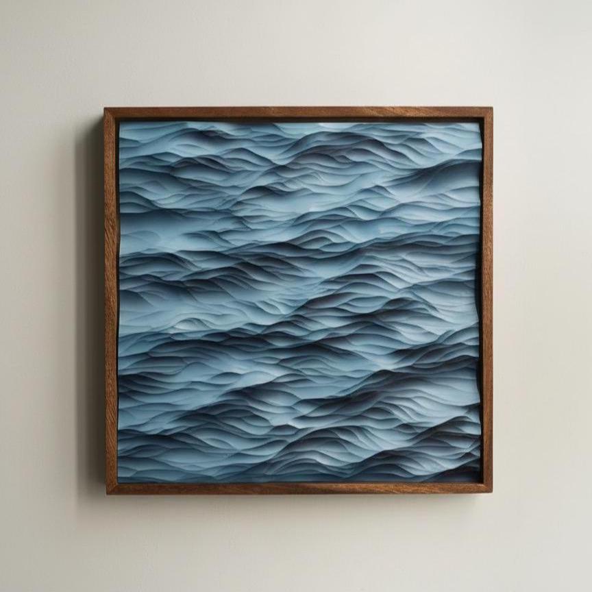 Eternal Tides: Hand-carved Ocean Wave in Wood | Textured Wooden ...