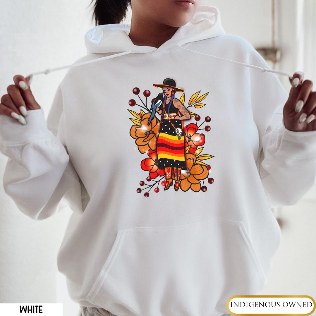 Indigenous Woman Floral Hoodie, Indigenous Woman Sweater, Indigenous ...
