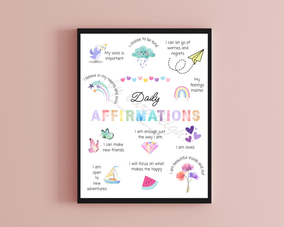 Positive Affirmations Digital Kids Wall Art - Etsy